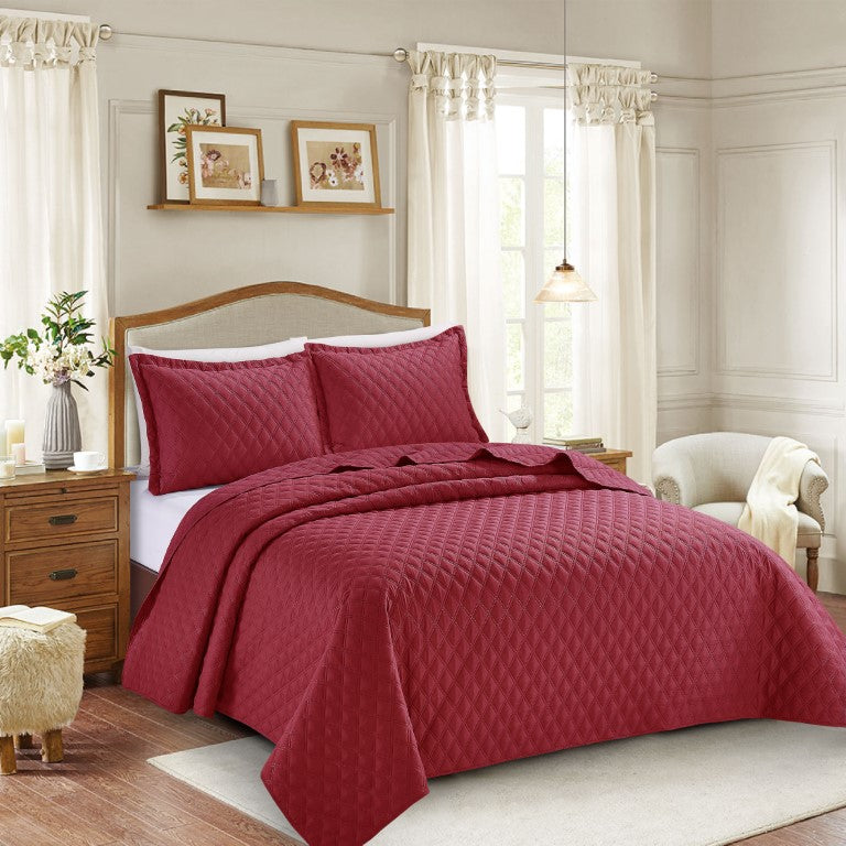 Inspiration Embossed Pattern Quilted Bedspread Comforter with Pillow C